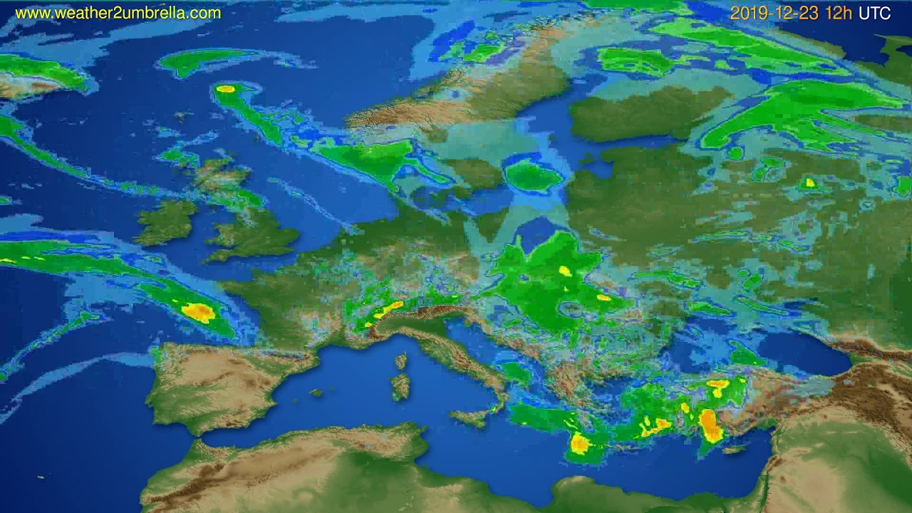 Radar forecast Europe // modelrun: 00h UTC 2019-12-23 - YouTube