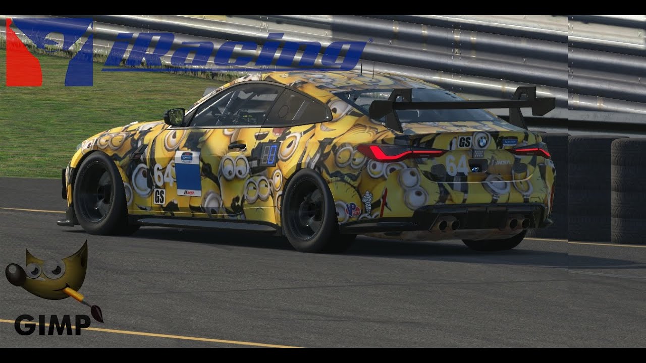 Iracing: Designing a minions livery for the BMW GT4 using gimp and ...