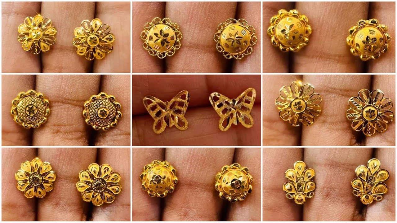Latest gold studs design with price/daily wear stud/low weight stud ...