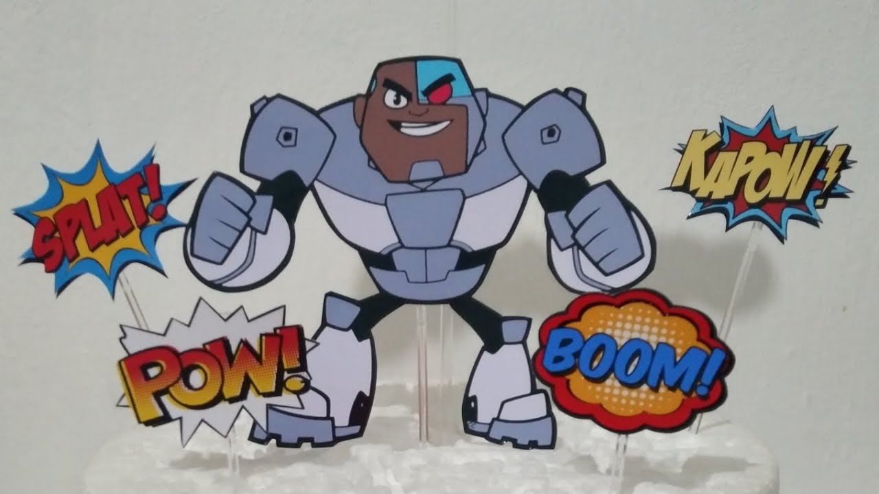 Topo de Bolo Tema Cyborg (Jovens Titans) - YouTube