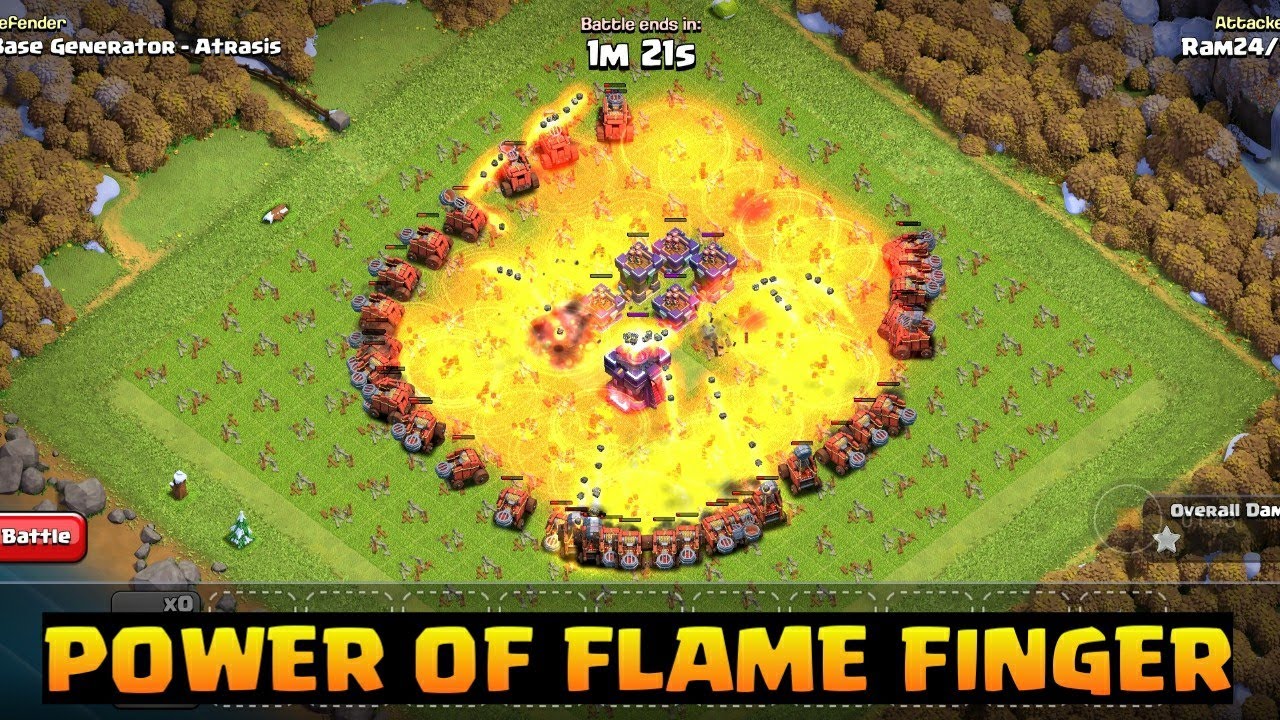 Flame Finger Vs Base Full Of Archer Tower - Clash Of Clans Attack - YouTube