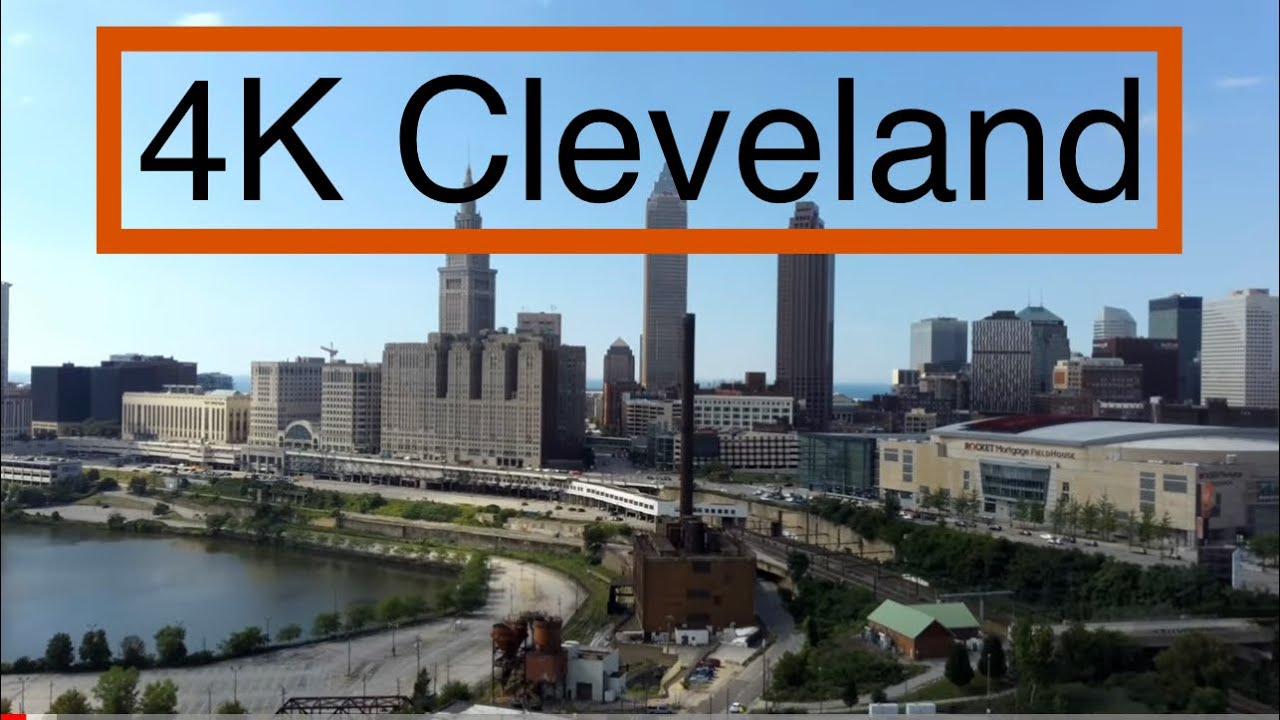Downtown Cleveland Ohio 4k Aerial Footage with Music. Lake Erie Drone ...