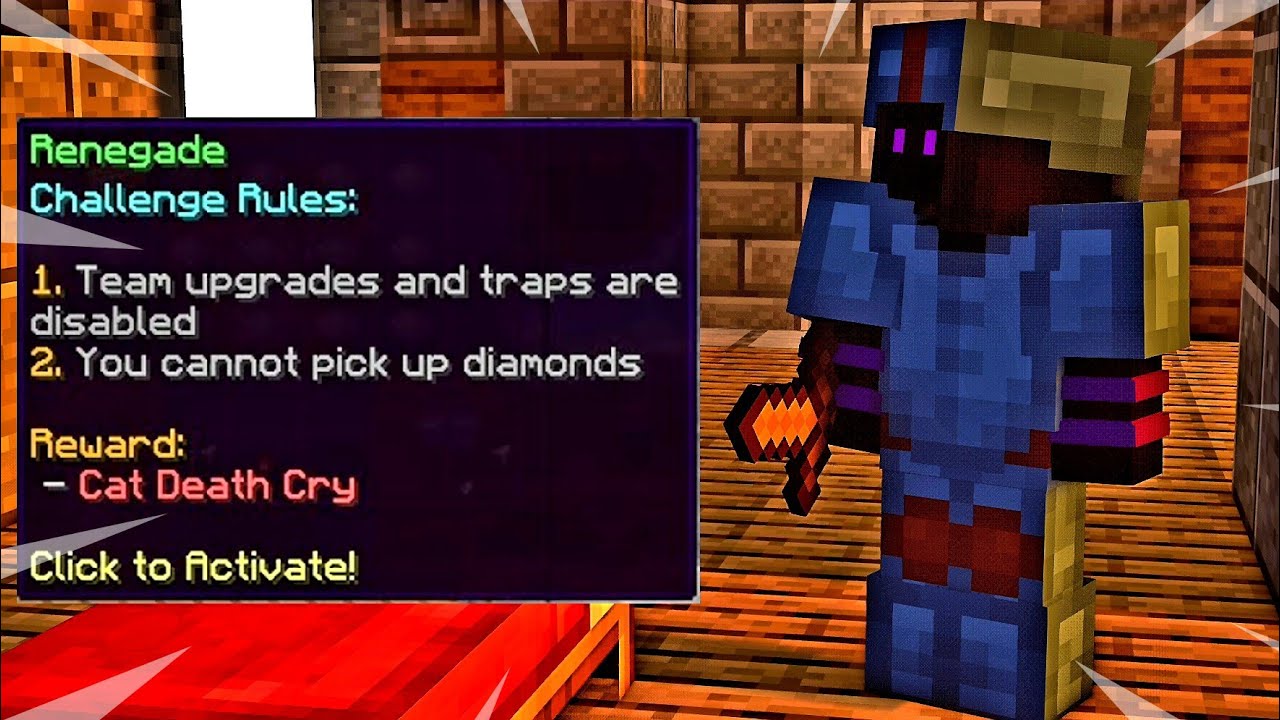 BEDWARS RENEGADE CHALLENGE | NO DIAMOND UPGRADES - YouTube