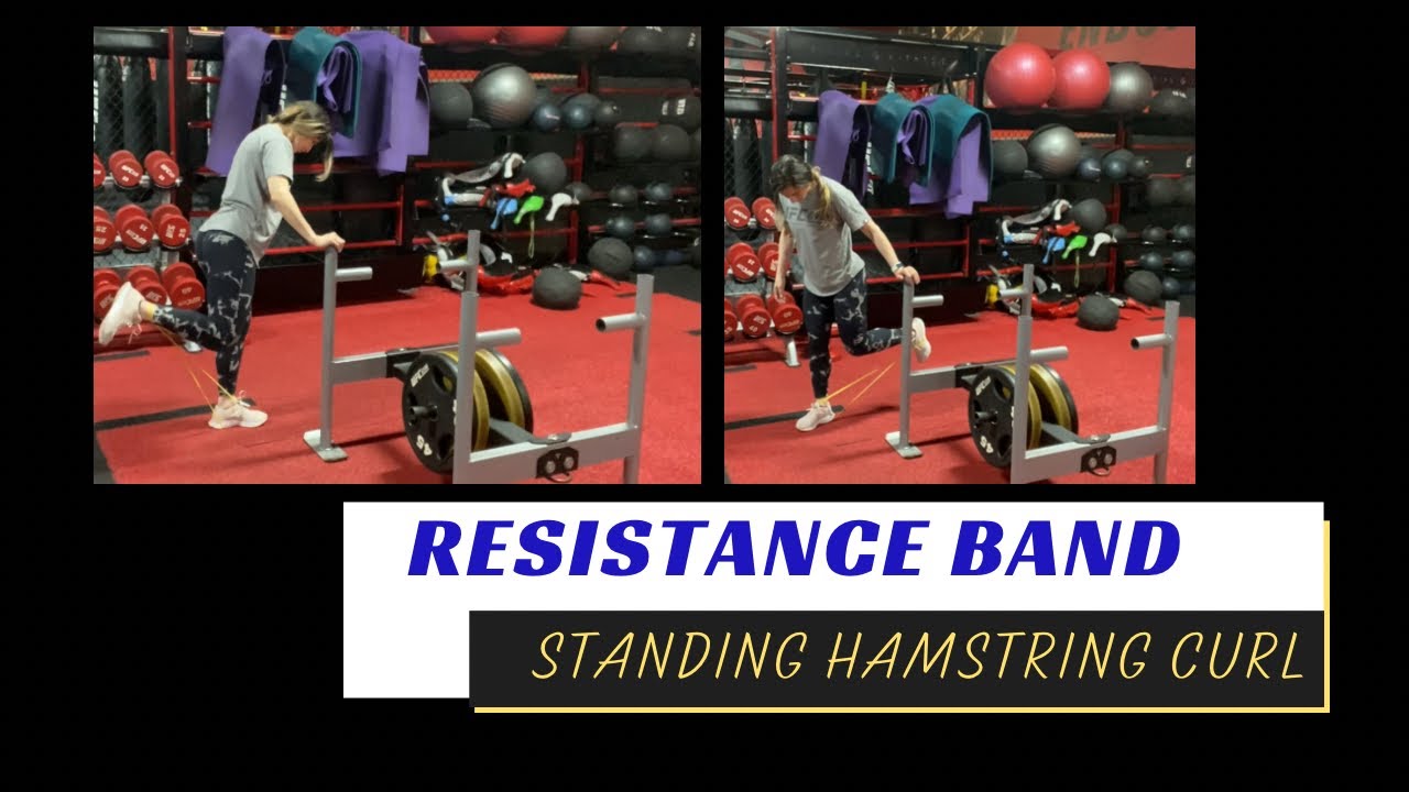 Band Standing Hamstring Curl - YouTube