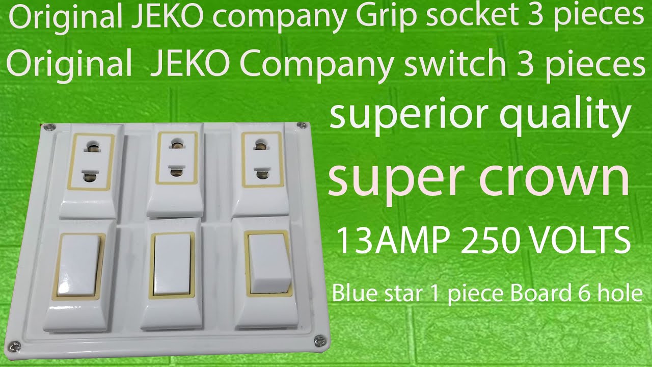 Superior Quality JEKO Super Crown Switch & Socket Set – 13AMP 250V 3 ...
