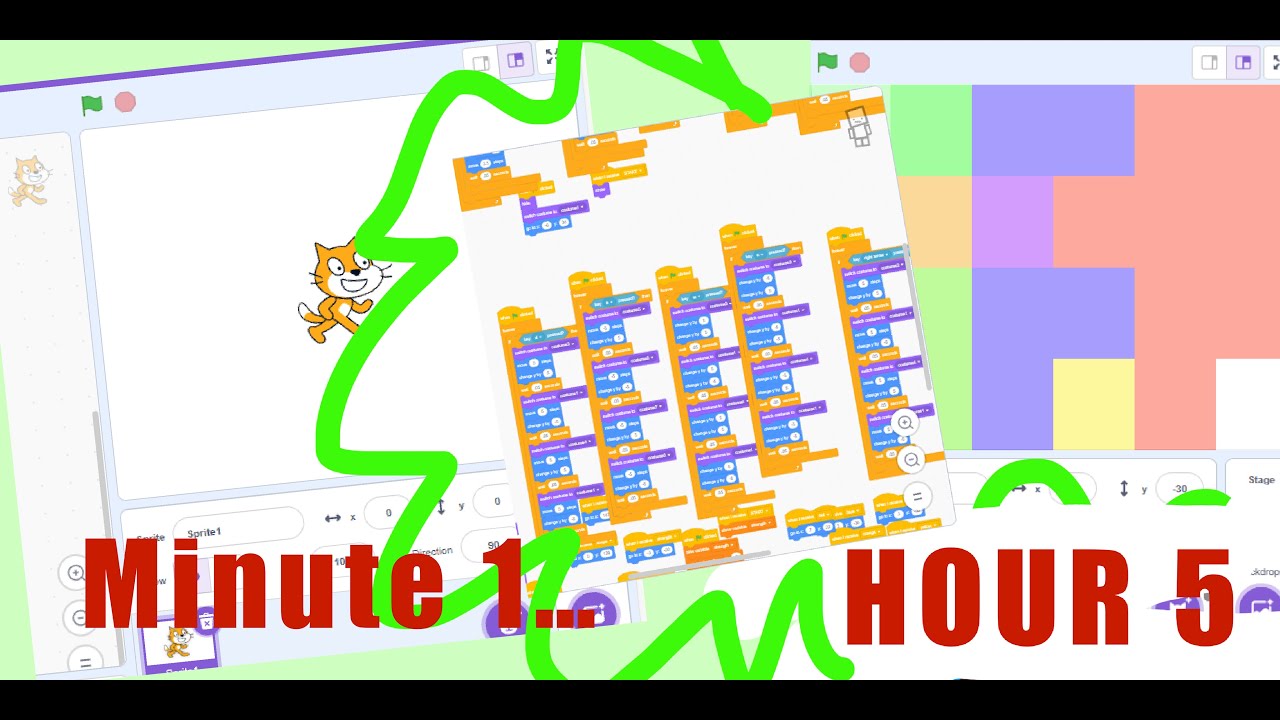 we both have 5 hours to make a scratch game. no breaks besides bathroom ...