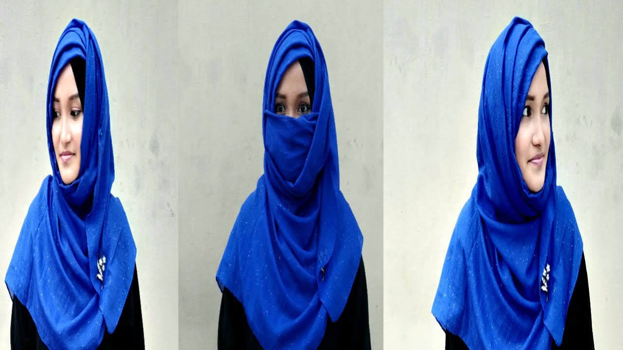 Three layer hijab and niqab style || হিজাব ও নিকাব ইস্টাইল - YouTube