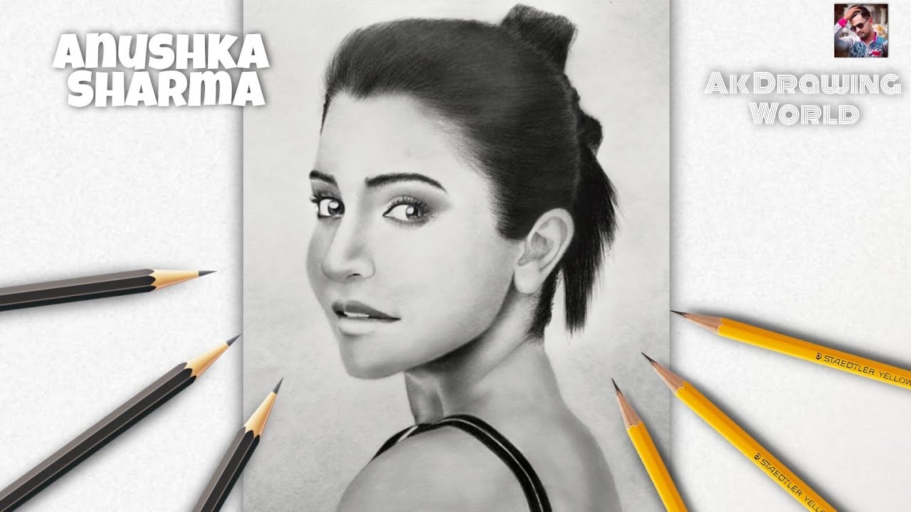 Drawing Anushka Sharma | Timelapse video | Ak Drawing World - YouTube
