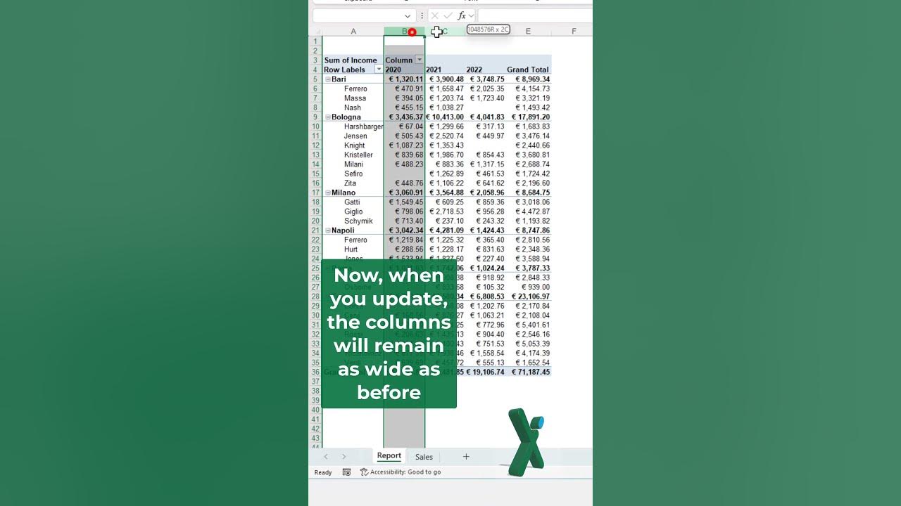 🇺🇸 EXCEL TRICKS: 😏 Pivot tables: adjust column width when updating #shorts - YouTube