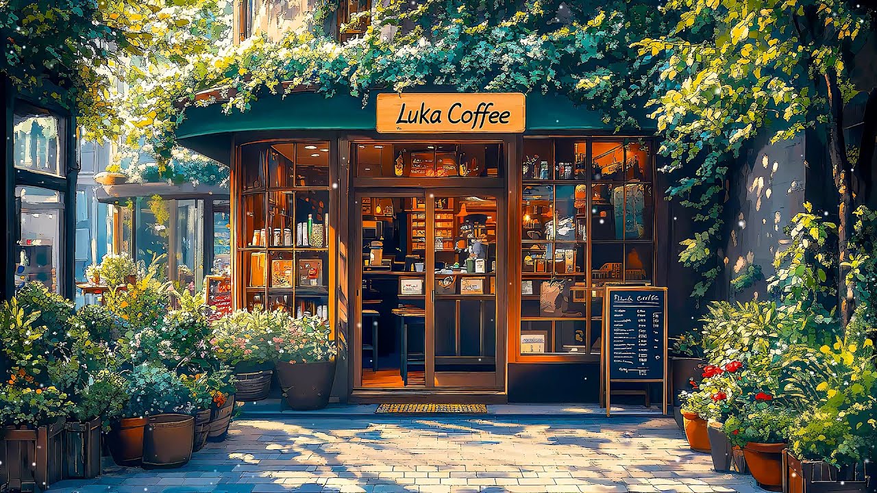 Light Jazz - Relaxing Jazz Music at Coffee Shop Exterior The Park for ...