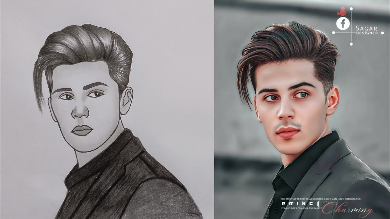 A beautiful Boy Face drawing | step by step | how to draw a boy | Sajid ...