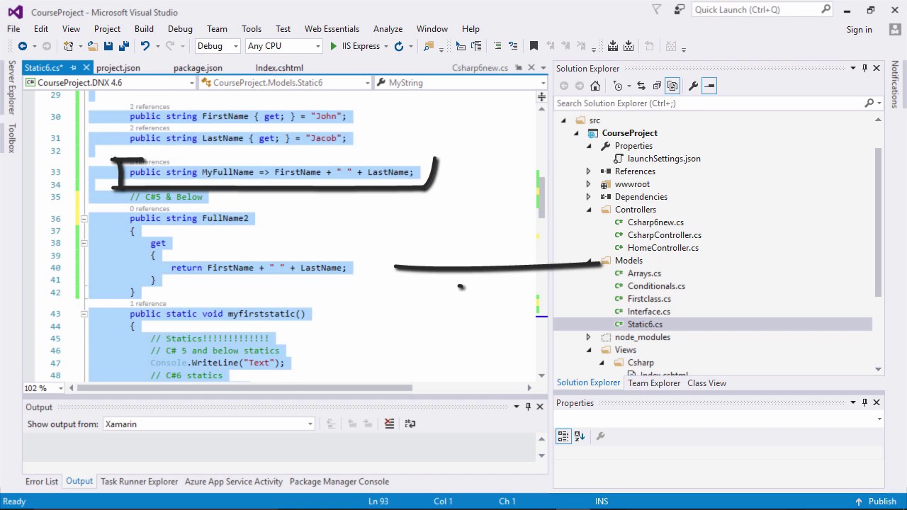 Learning Asp X42 C 6 0 Expression Bodied Methods And Properties Youtube