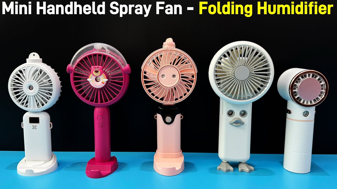 Mini Folding Spray Fan - Portable Humidifier, Handheld Double Spray ...