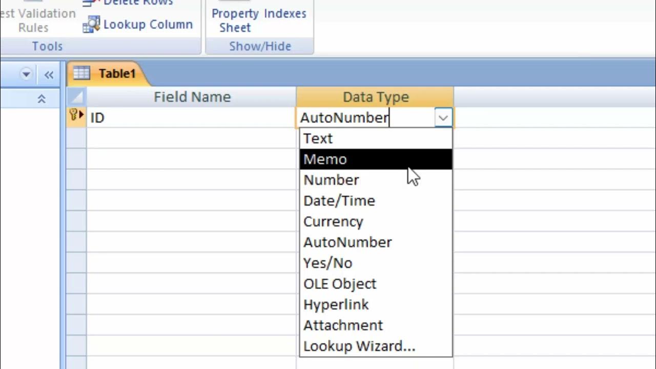 All data types in Microsoft Access 2007 in hindi@COMPUTEREXCELSOLUTION #msaccess #viral # ...