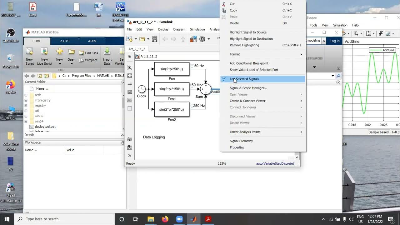 MATLAB Simulation (Basic Course) Art 2 11 3 Data Logging 4 of 4 (in Myanmar) - YouTube