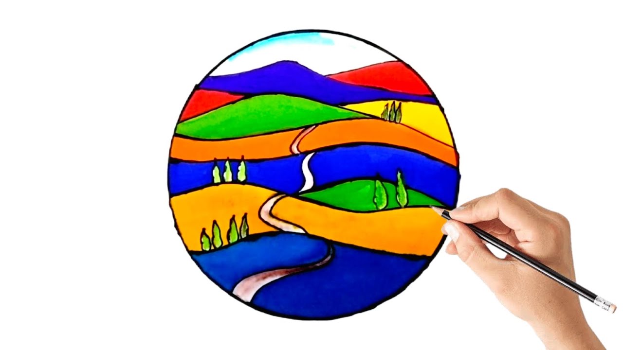 How to draw a Colourful circle drawing | circle drawing step by step ...