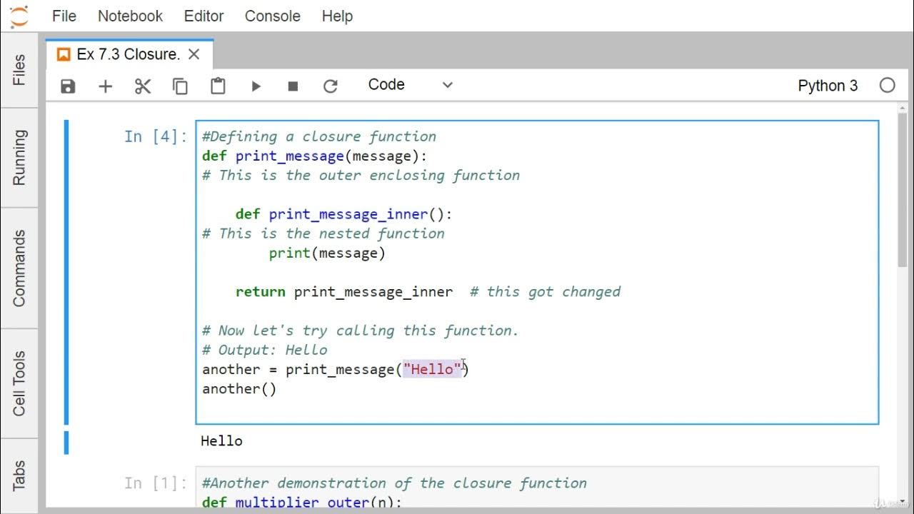 050 Tutorial 49 Python Closure Youtube