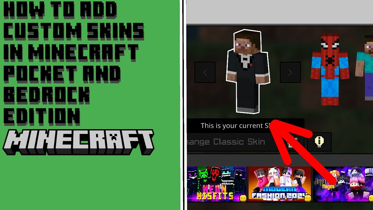 HOW TO DOWNLOAD AND IMPORT CUSTOM SKINS IN MINECRAFT POCKET EDITION AND ...