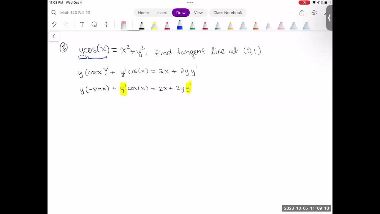 Implicit Differentiation: Example 1 - YouTube