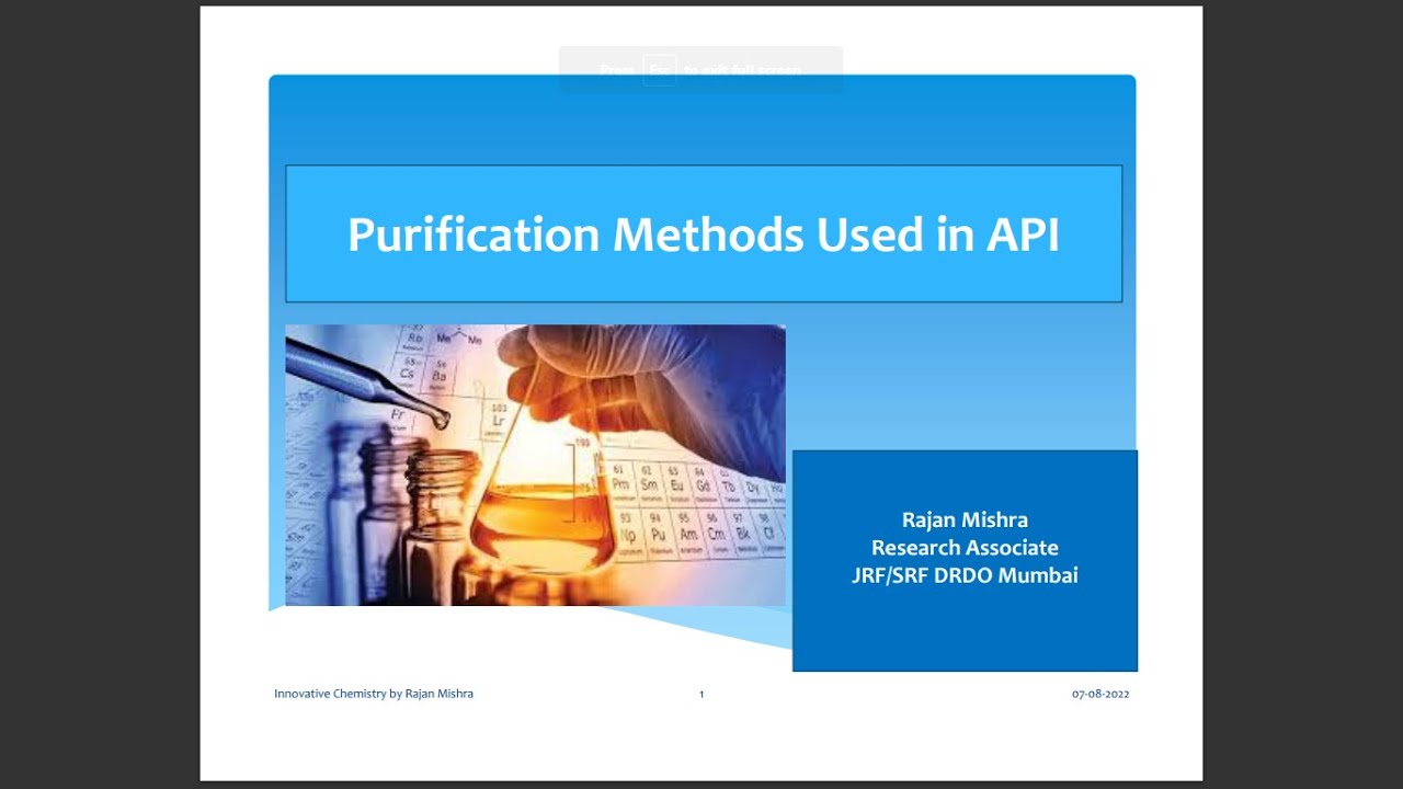 Purification Methods Used in API - YouTube