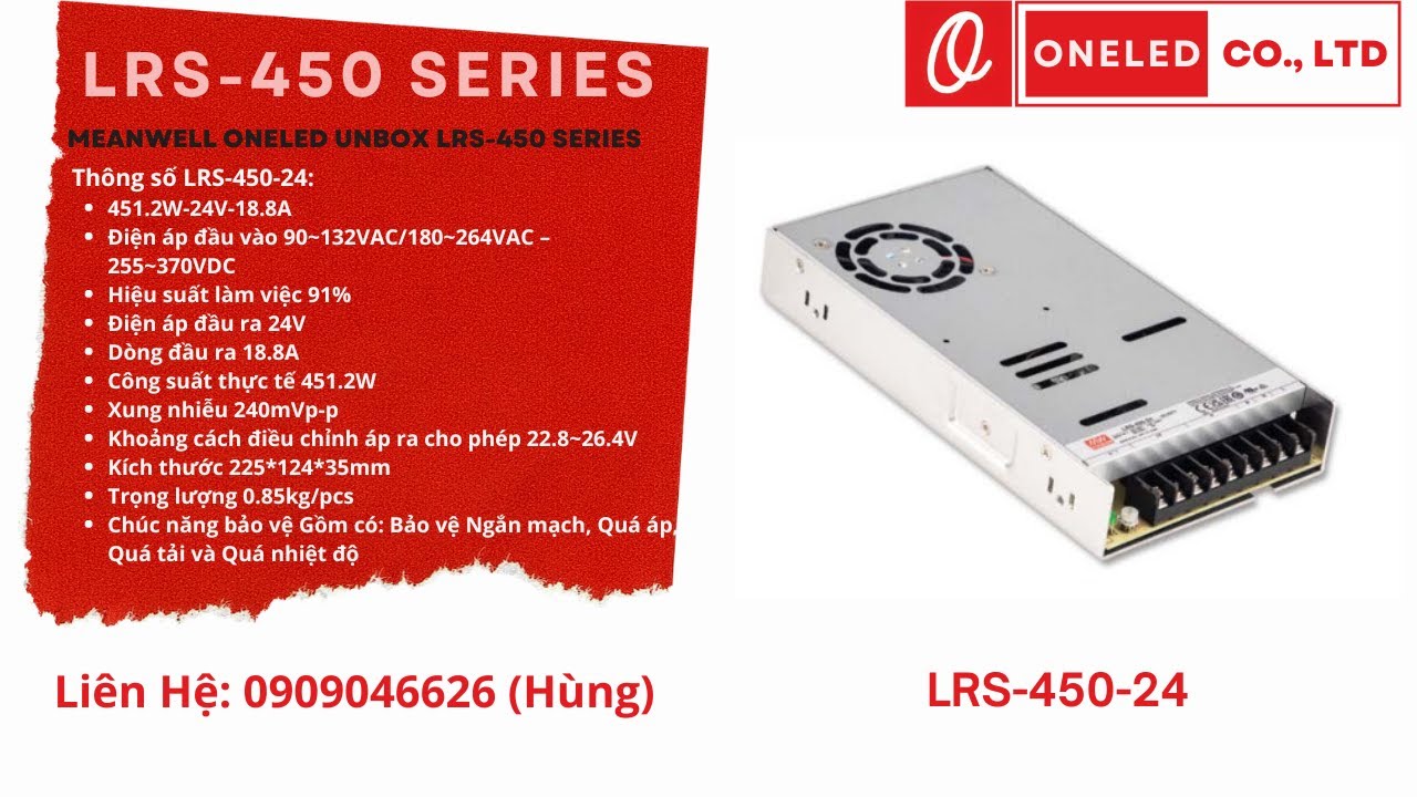 Unbox LRS-450-24 Nguồn Meanwell Chính Hãng - Liên Hệ Zalo 0909046626 (Hùng) - YouTube