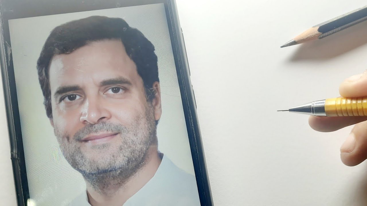 rahul gandhi drawing | rahul gandhi drawing easy | rahul gandhi bharat ...