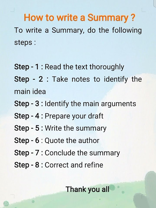 How to write a Summary ? - YouTube
