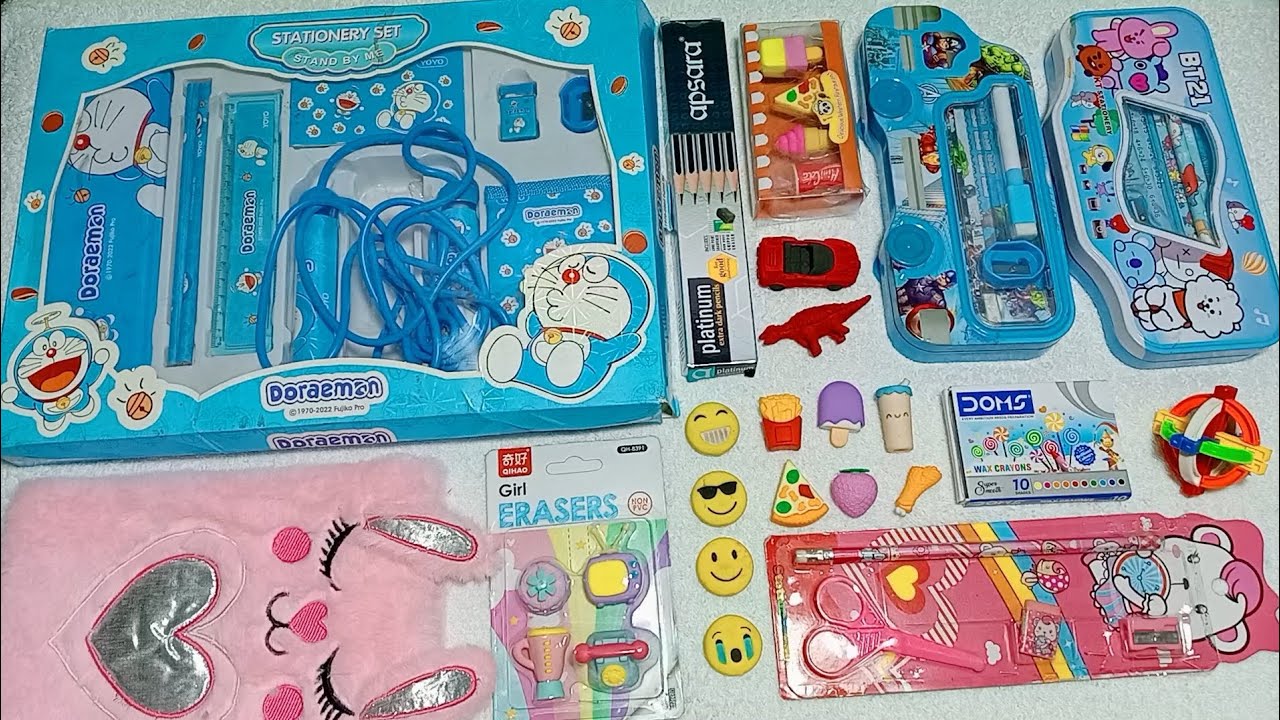 Big latest stationery collection opening doremon pencil box collection ...
