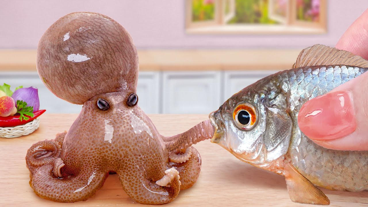 🐙 Best Delicious SeaFood Recipe Cooking Miniature Octopus And Fish 🐳 ...
