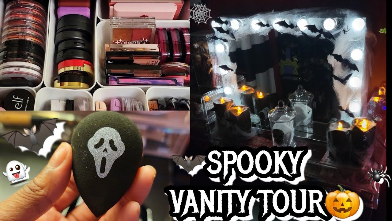 SPOOKY VANITY TOUR 👻🎃| MAKEUP COLLECTION| 🍂Vlogtober Day 9 - YouTube