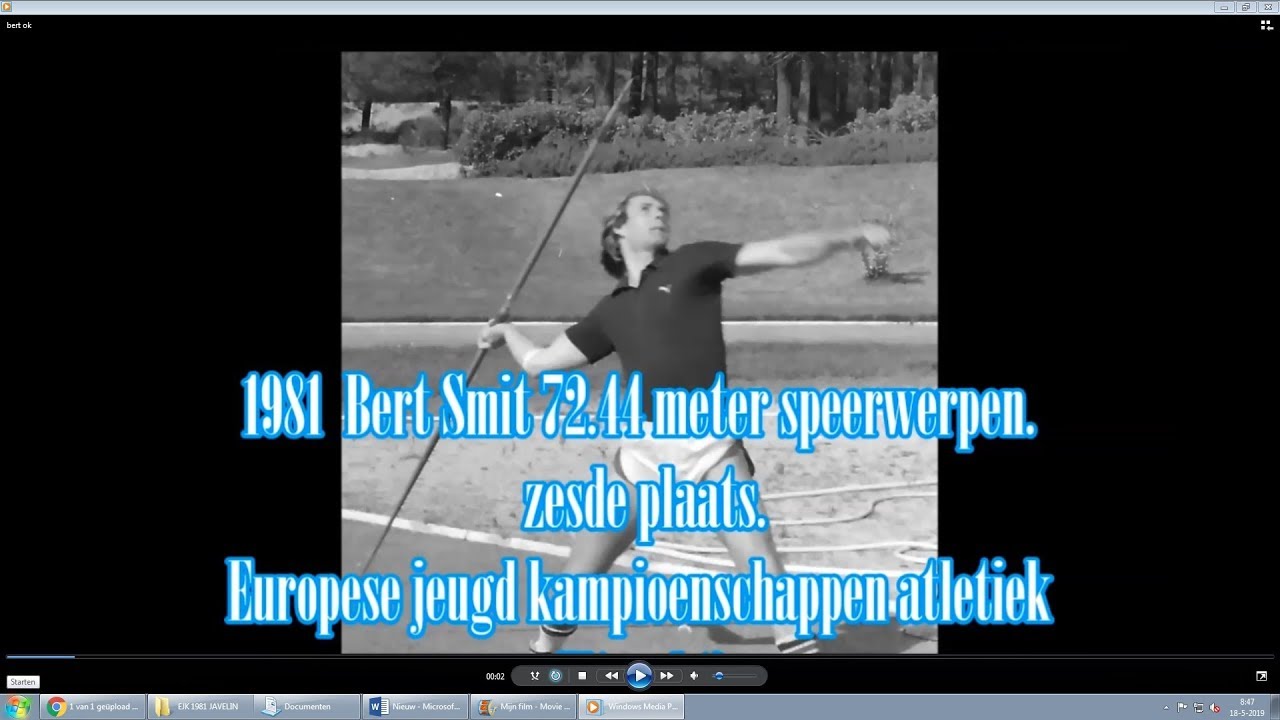 1981 Bert Smit 72.44 meter speerwerpen EJK atletiek (Utrecht) zesde ...