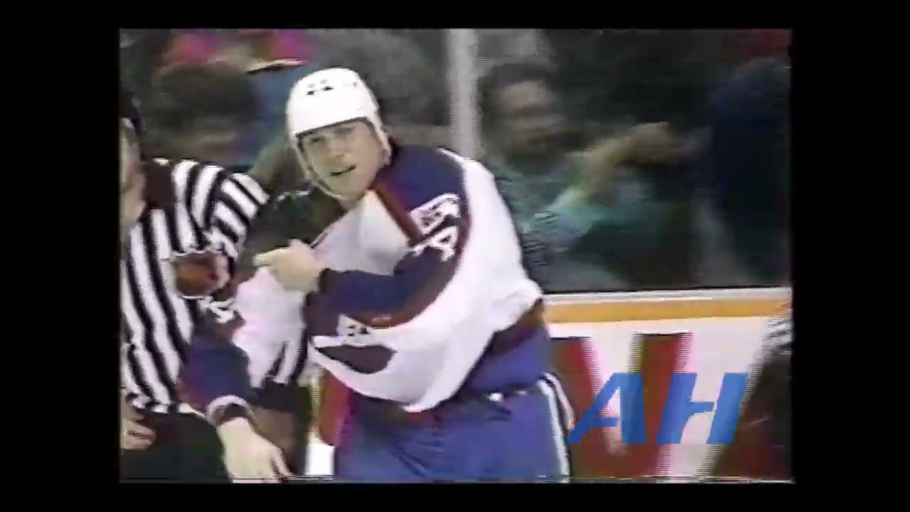 NHL Feb. 2, 1990 Shawn Cronin,WPG v Ronnie Stern,VCR Winnipeg Jets ...
