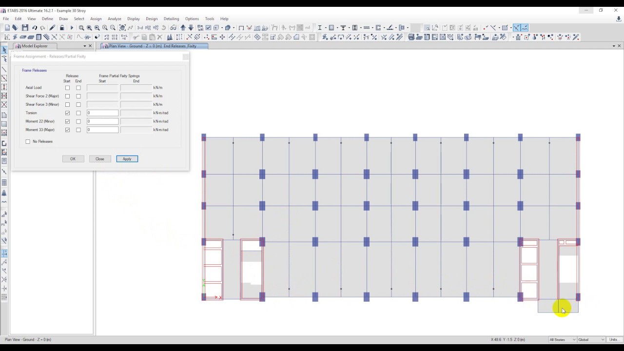 ETAB Tutorial VDO14 - Assign frame releases partial fixity - YouTube