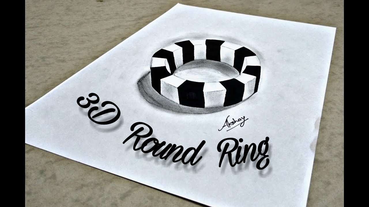 How to Draw 3D Round Ring on paper - 3d Trick Art On Paper - Art Maker ...