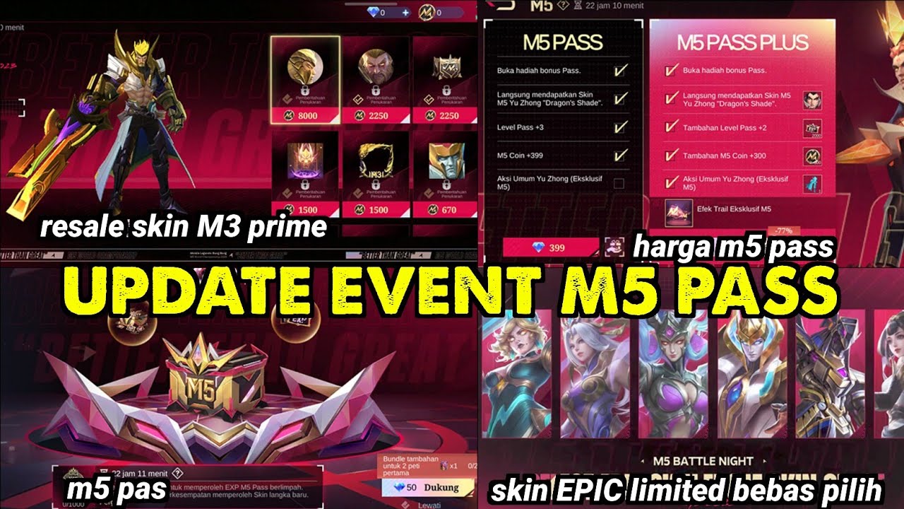 UPDATE EVENT M5 PASS BANYAK HADIAH SKIN GRATIS SKIN RESALE HARGA SKIN ...