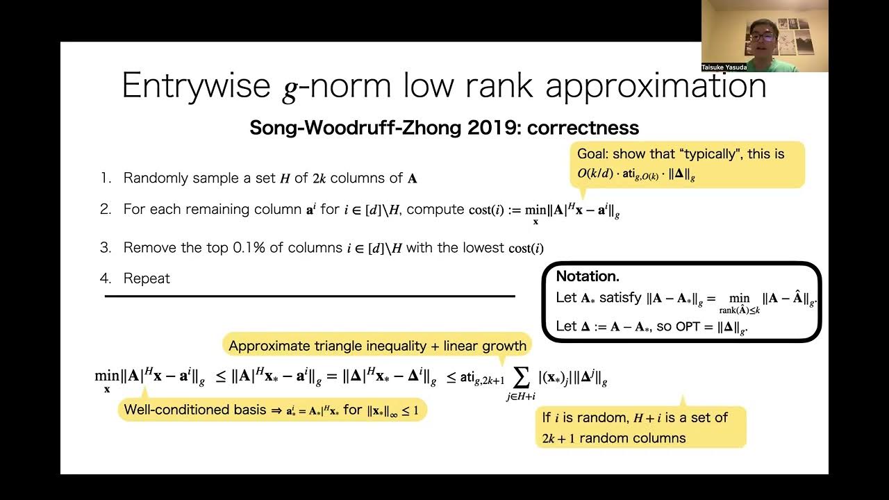 Stoc 2023 Session 10a New Subset Selection Algorithms For Low Rank Approximation Youtube