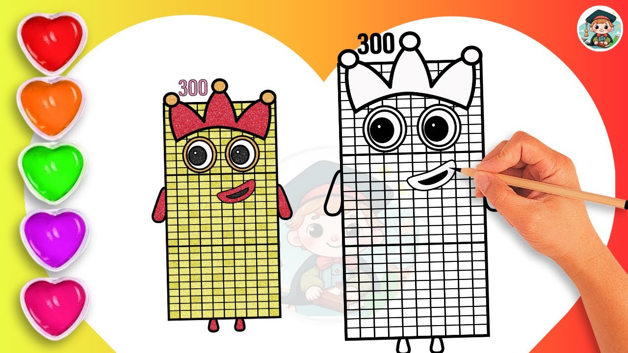 How To Draw Numberblock 300 Coloring🌈 - Learn to draw Numberblock 300 ...