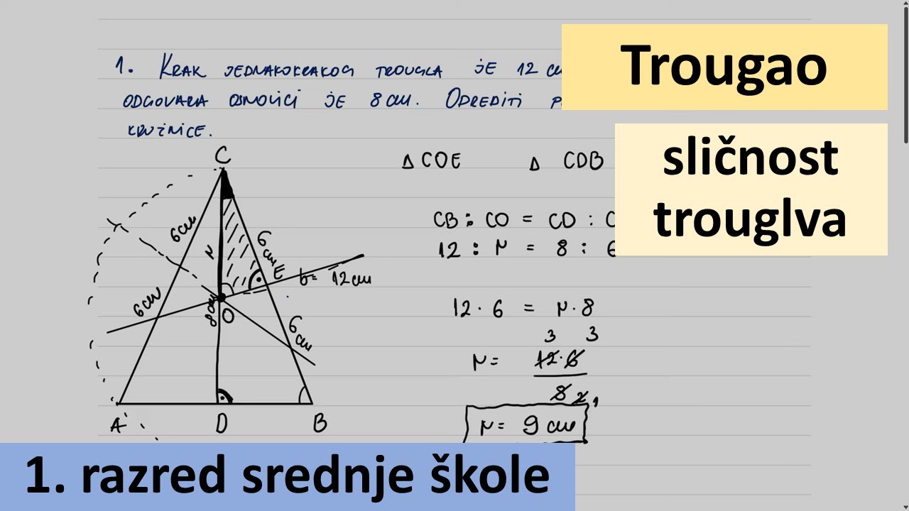 Trougao. Sličnost trouglova. Matematika za prvi razred srednje škole ...