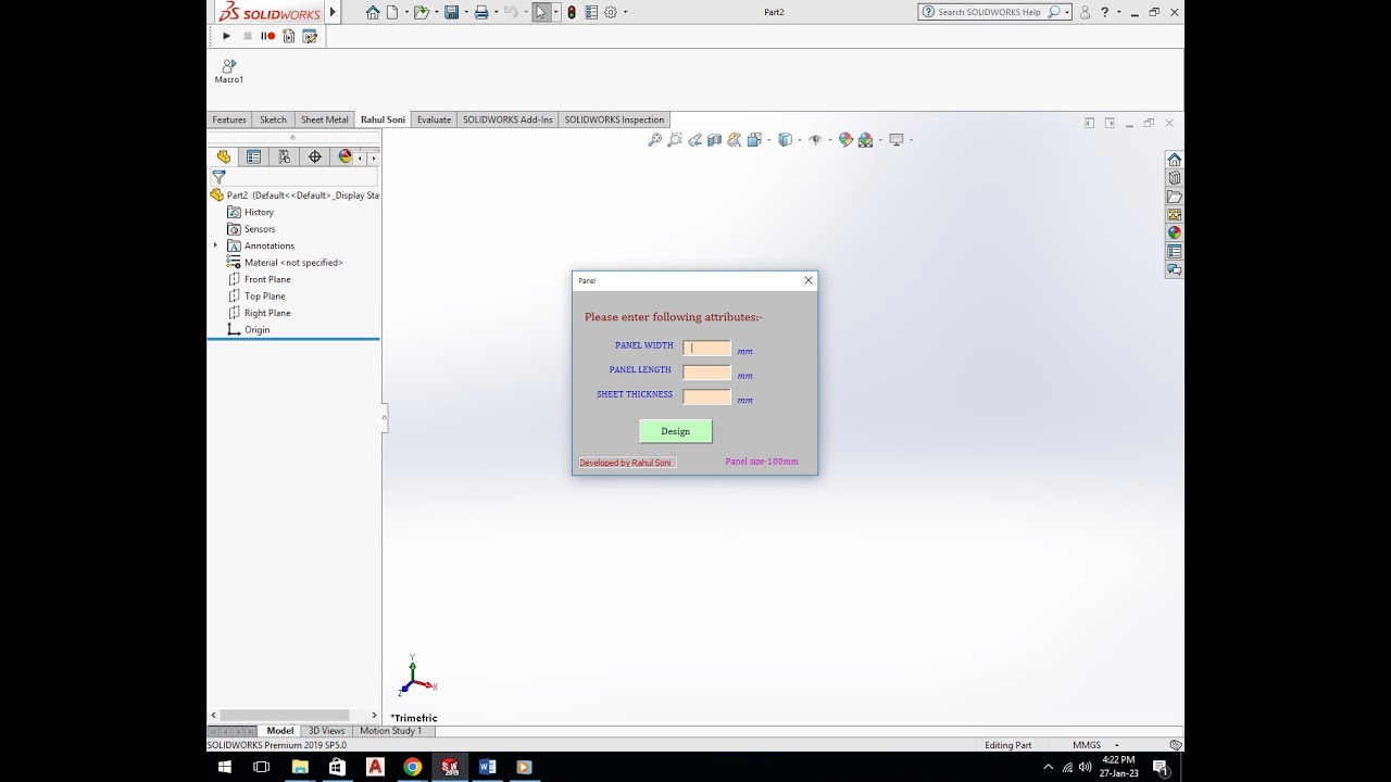 Solidwork Automation-Automatic Design of sheet metal part - YouTube