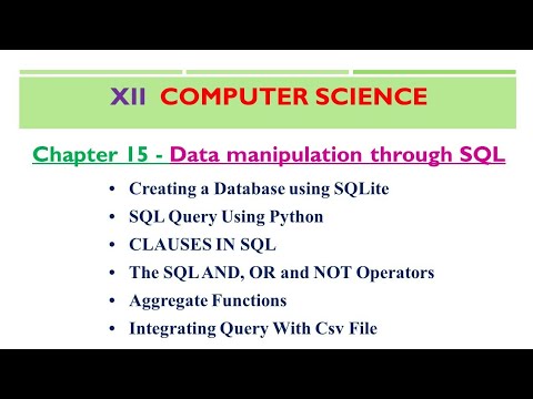 XII Computer Science|Data Manipulation Through SQL|Chapter 15| Shyni pradeep - YouTube