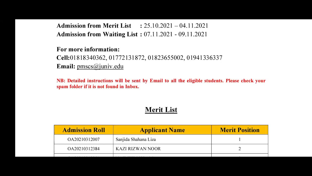 JU PMSCS result & admission procedure Fall 2021 - YouTube