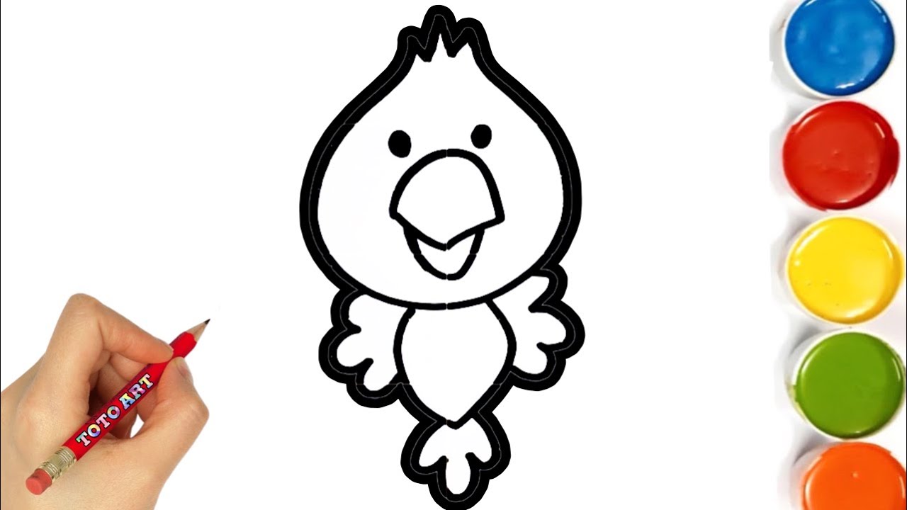 How to draw Cute Bird -Colouring for Kids & Toddlers |Draw, Paint and ...