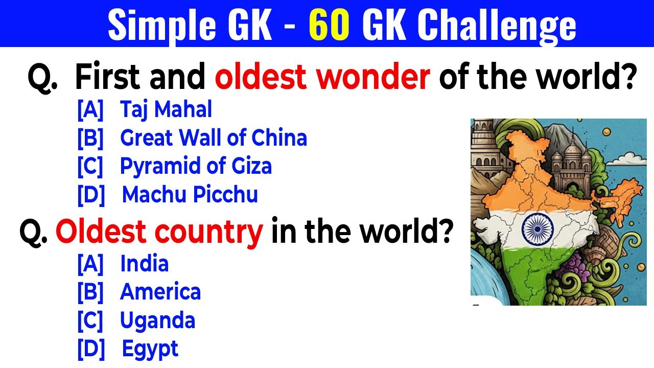 60 India GK Quiz | GK Questions & Answers | Learn GK Fast | GK Quiz for ...