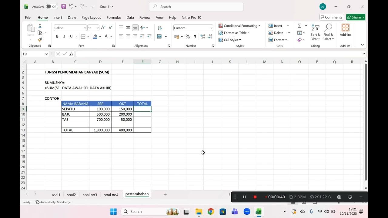 #shorts Fungsi SUM di Microsoft Excel - YouTube