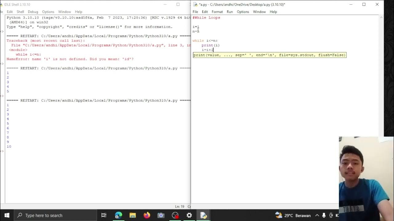 Tugas Praktikum Dasar Komputer (While Loops Phyton) - YouTube