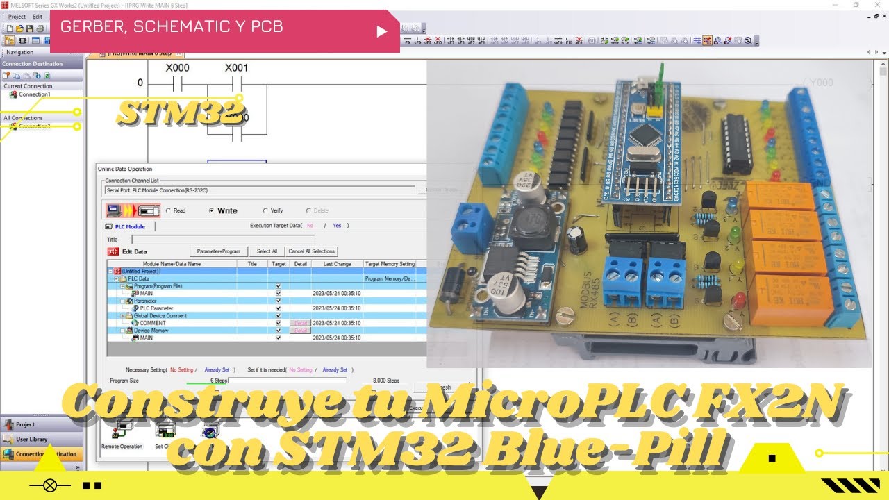 ⚡ Construye tu MicroPLC FX2N con STM32 Blue-Pill v2.0 para GX Works2 con Modbus RTU 2 salidas ...