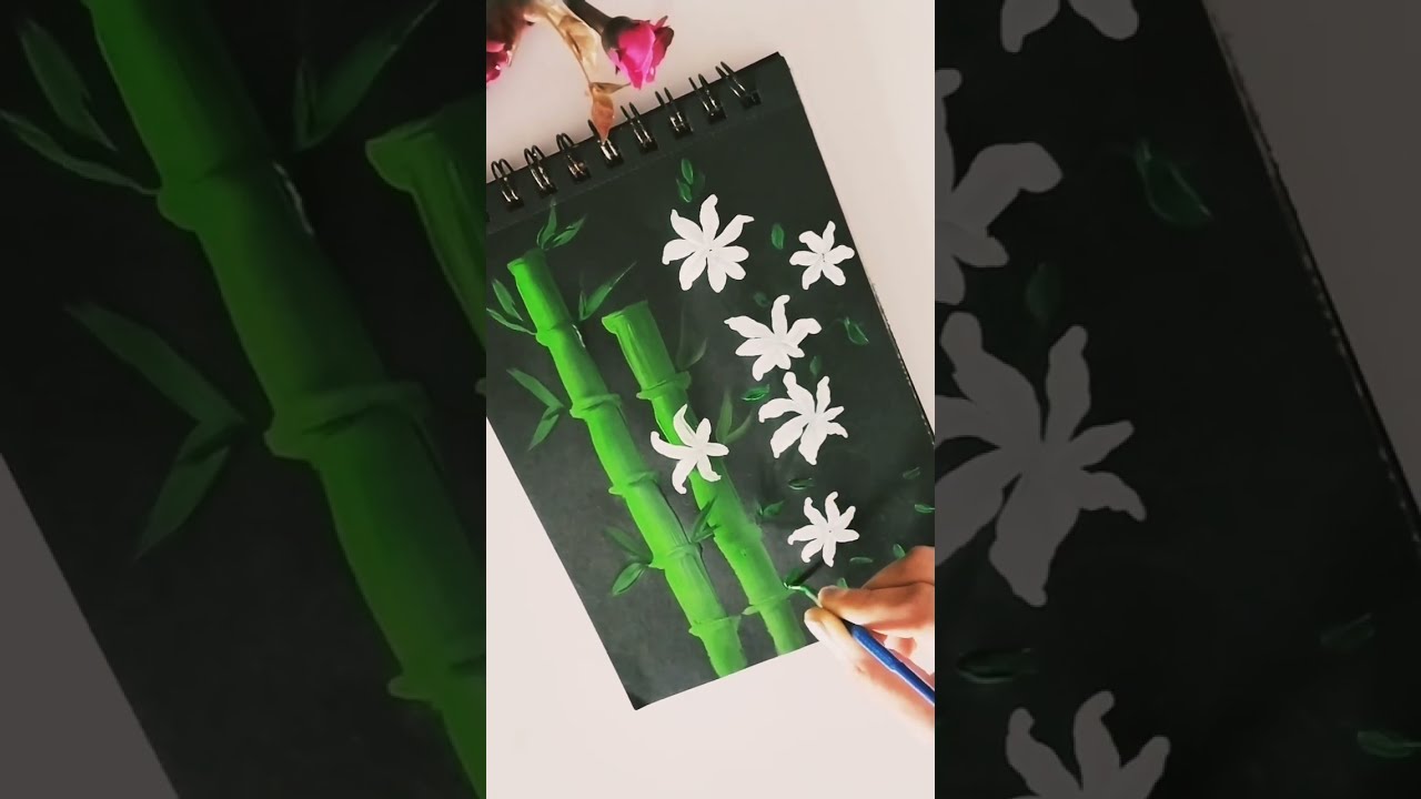 🟢 Bamboo Painting || How to draw bamboo || Acrylics || Step By Step ...