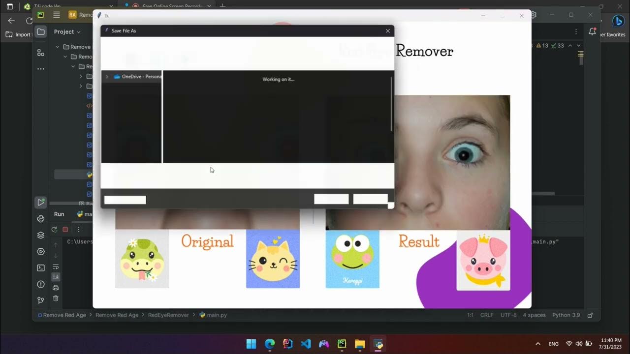 Demo Ứng dụng Remove Red Eyes (Pycharm, Python) - YouTube
