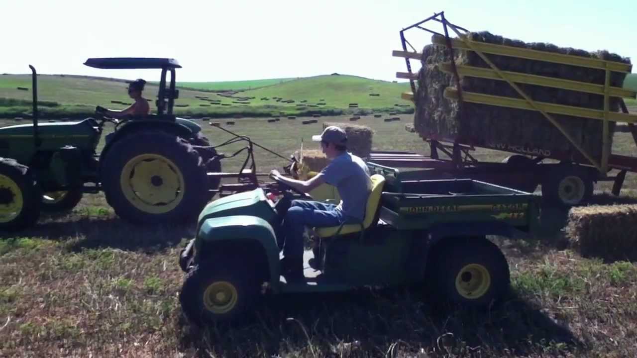Reisenauer Harrow Bed Picking Up Hay 2 - YouTube
