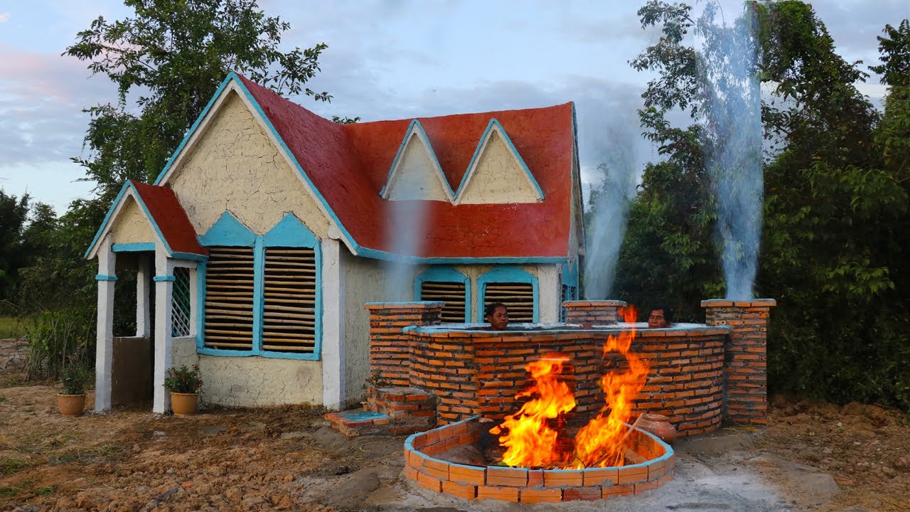 Build The Best Red Brick Wall Heated Pool With Three Smoke Pipe For ...